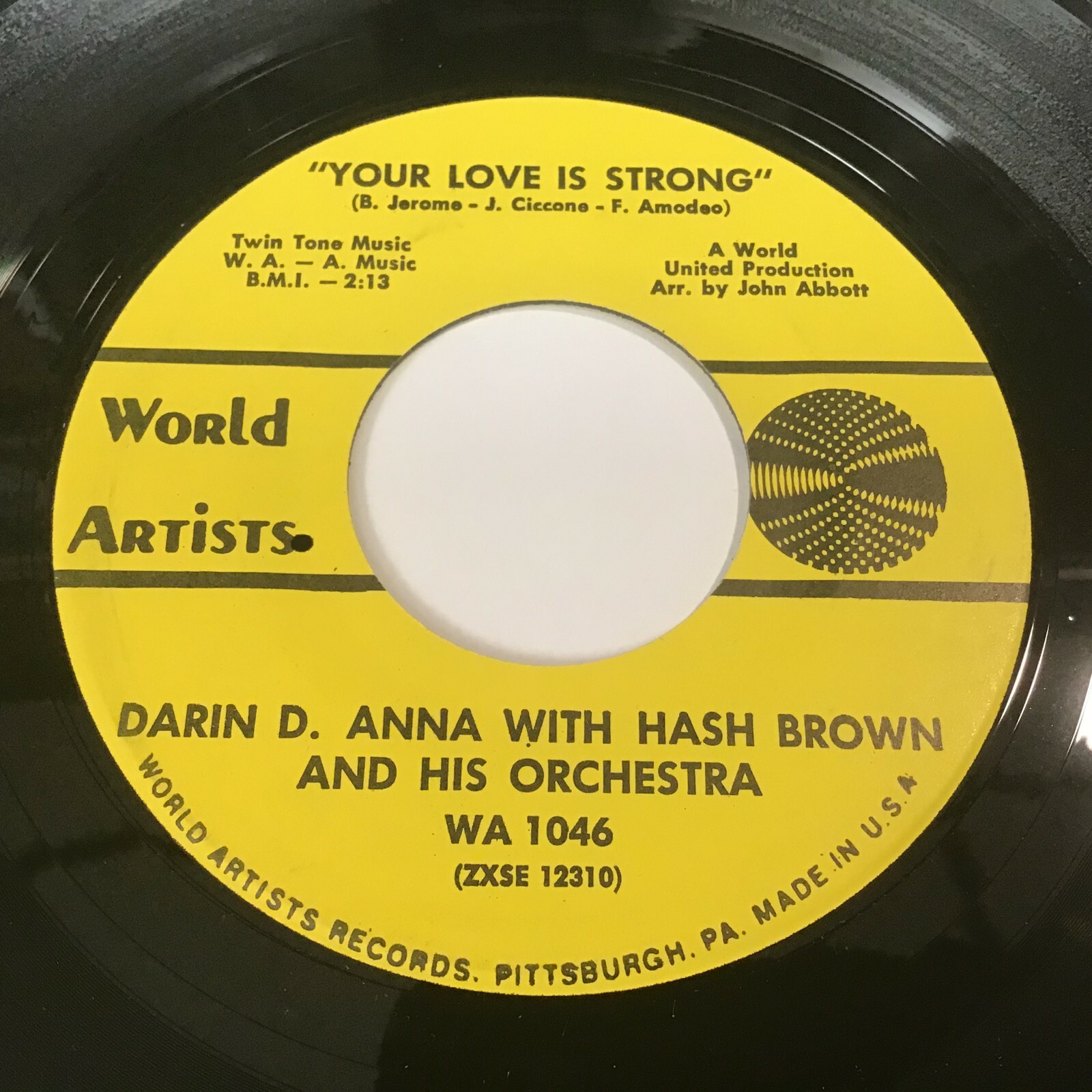 Darin D. Anna With Hash Brown - Your Love Is Strong / Bimbo 45 RPM ...