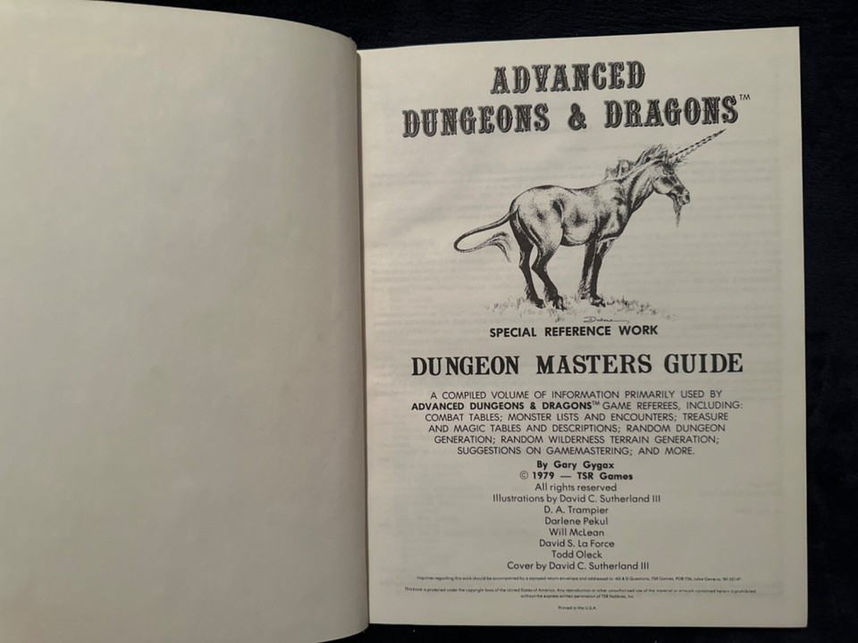 Advanced Dungeons & Dragons Dungeon Masters Guide 1st Edition 1979 VG ...