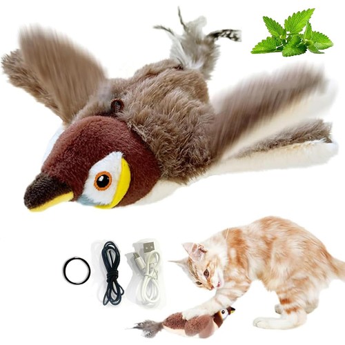 USB Interactive Flying Bird Cat Toys Electronic Pet Simulation Sparrow ...