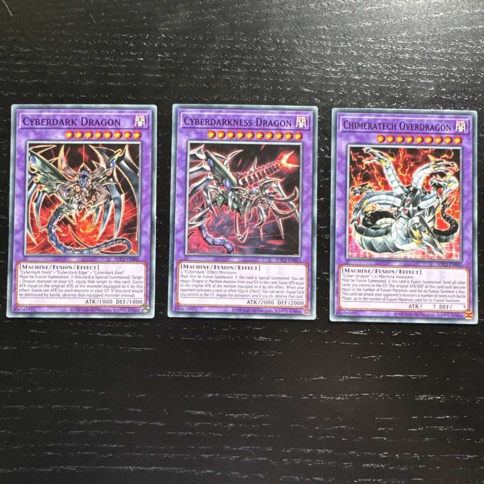 Yu-Gi-Oh! TCG Chimeratech Overdragon , Cyberdarkness Dragon, Cyberdark Dragon MT | eBay