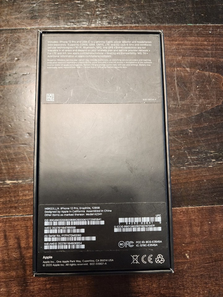 Apple iPhone 12 Pro Graphite 128GB Box Only | eBay