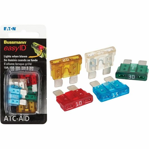 (5)-Bussmann ATC Easy ID Led Blade Fuse 5, 10, 15, 20, 25 & 30 Amp. BP ...