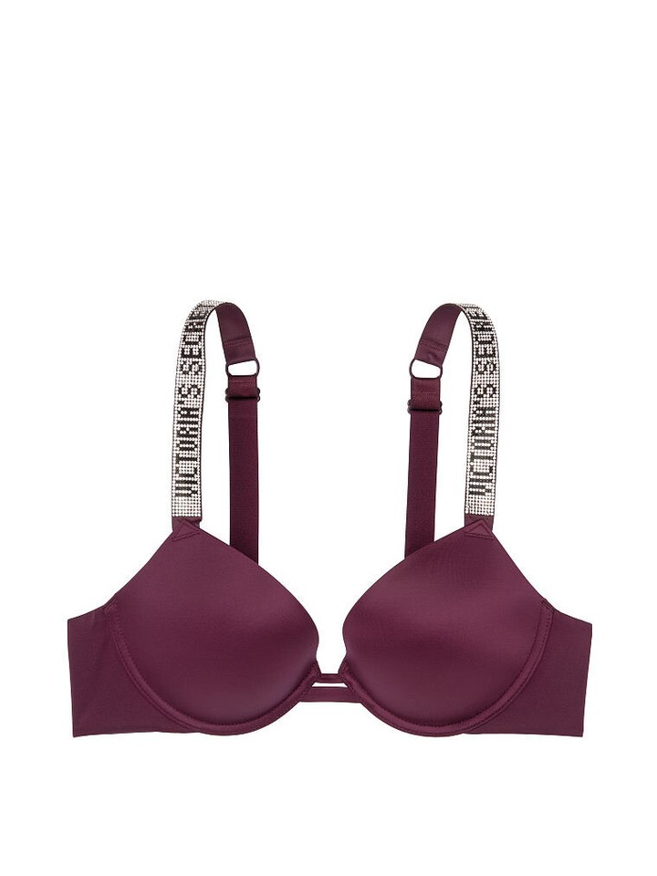 Victoria Secret Very Sexy Shine Strap Rhinestone Push Up Bra Set Dark ...