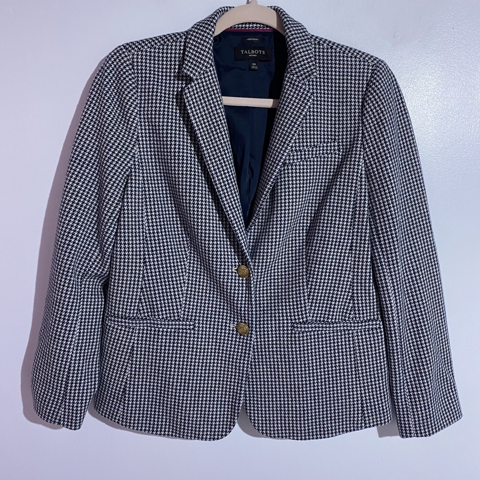 Talbots Blazer 10P Blue White Aberdeen Preppy Busines… - Gem