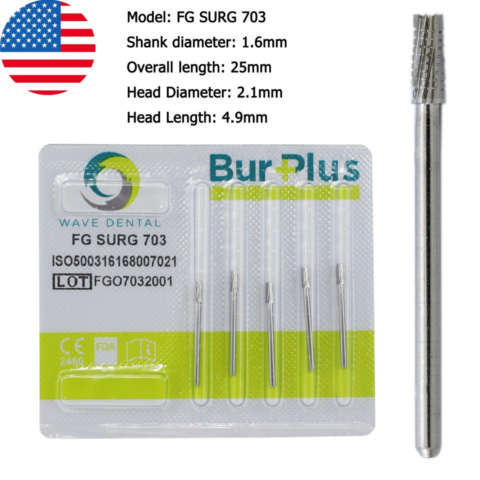 Wave Dental Burs Carbide Surgical High Speed FG SURG 557 558 701 702 ...