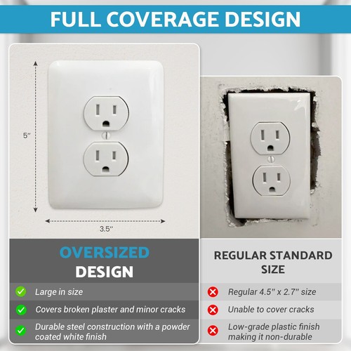 10 Pcs Receptacle covers, Drywall Repair Covers, Oversized plate duplex ...
