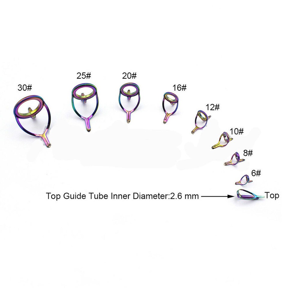 9 PCS Rainbow Casting Fishing Rod Guides Rod Building and repair Line ...