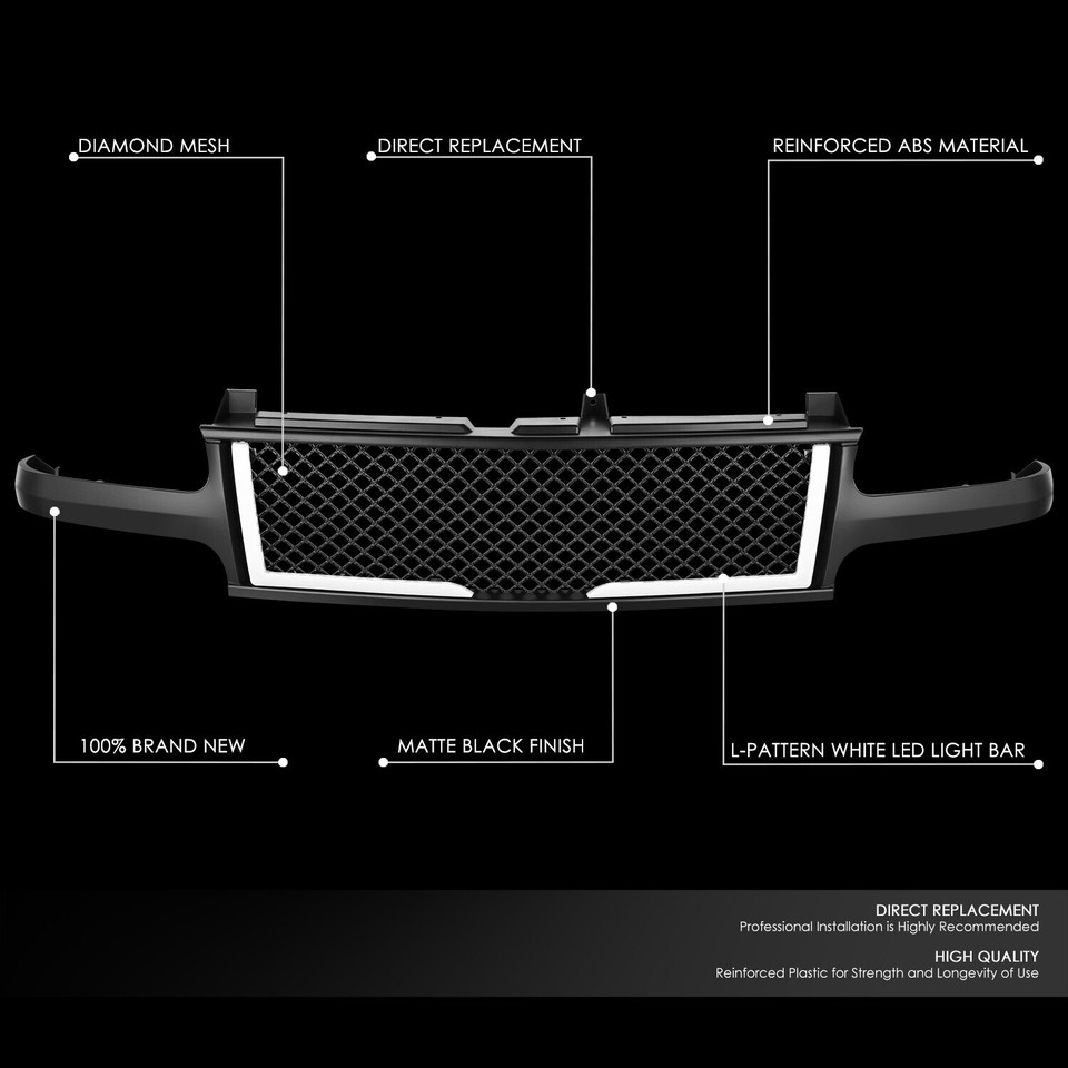 MATTE MESH STYLE GRILLE GRILL W/LED DRL REPLACE FOR 1999-2006 SILVERADO ...