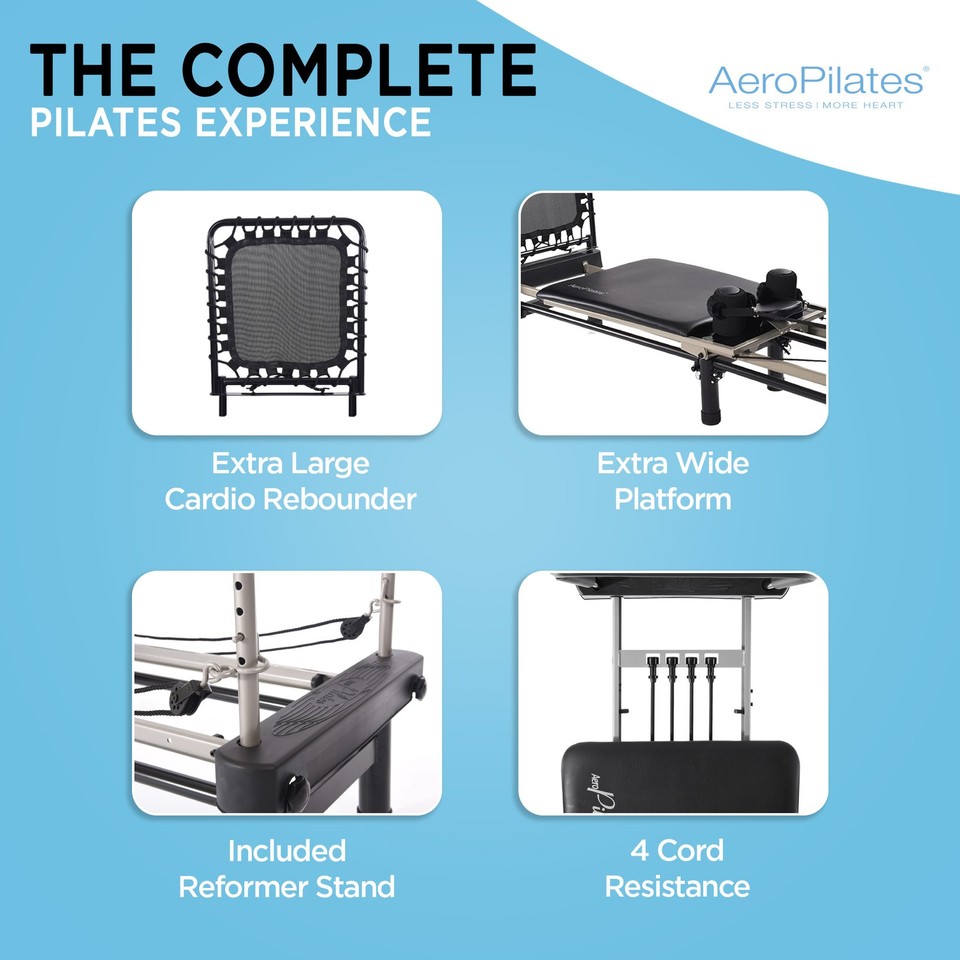 Stamina Aero Pilates Foldable Reformer Machine w/Cardio Rebounder (Open ...