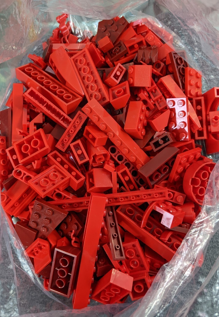 .95 Lbs Of Reds Mixed Lego Pieces bulk Legos various bricks and parts ...