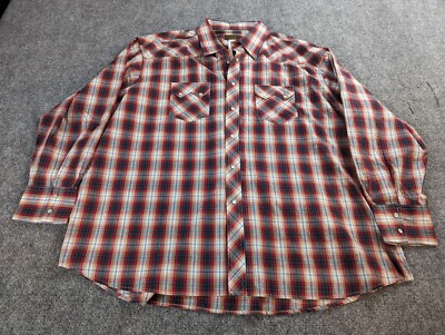 Rustler By Wrangler Shirt Big Men 3XL Pearl Snap SawTooth Red Plaid ...