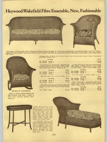 1934 PAPER AD 6 PG Heywood Wakefield Wicker Rattan Fibre Fiber Settee ...