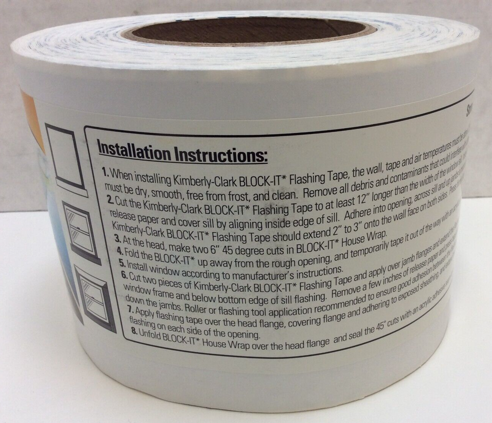 Kimberly-Clark BLOCK-IT Flashing Tape, 4 Inches by 75 Feet, 1 Roll Free ...