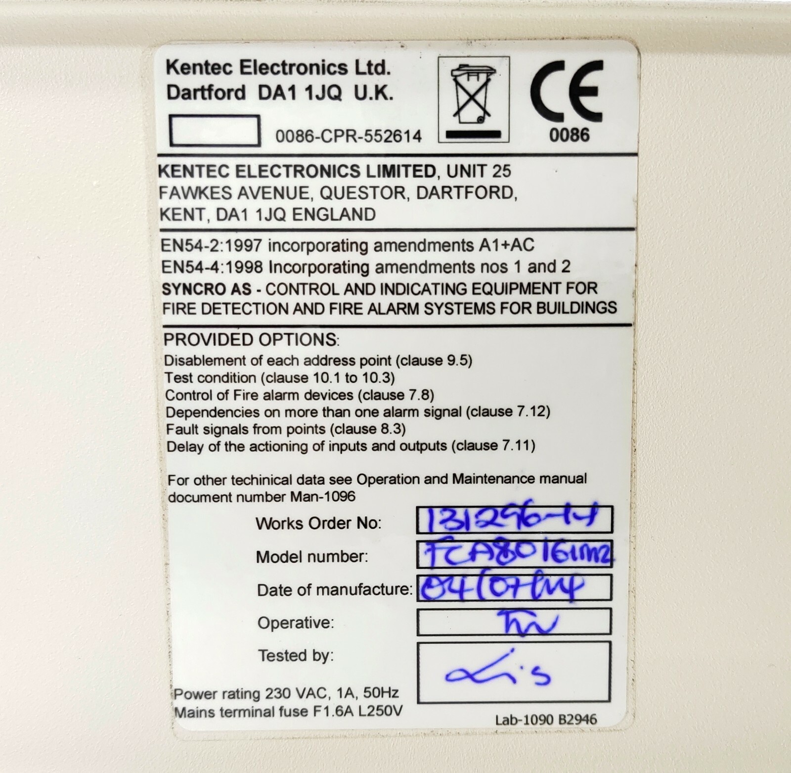 EMS FIRECELL SERIES 8000 FIRE ALARM CONTROL PANEL 16 ZONE FCA80161M2 ...