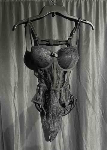 Vintage Body Rage Womens Sz Large Sexy Lace Bodysuit Black | eBay