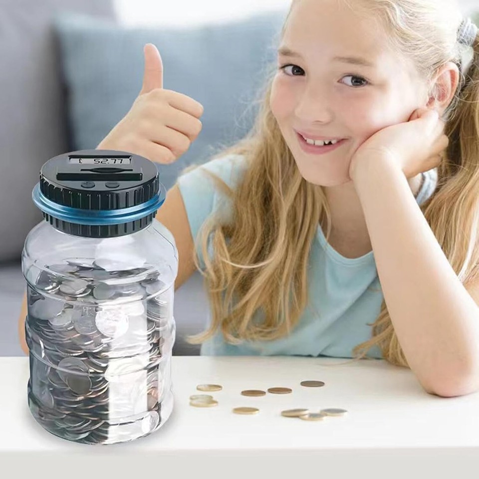 Electronic Counting Coin Bank Safe Box Piggy Money Saving Digital Kids ...