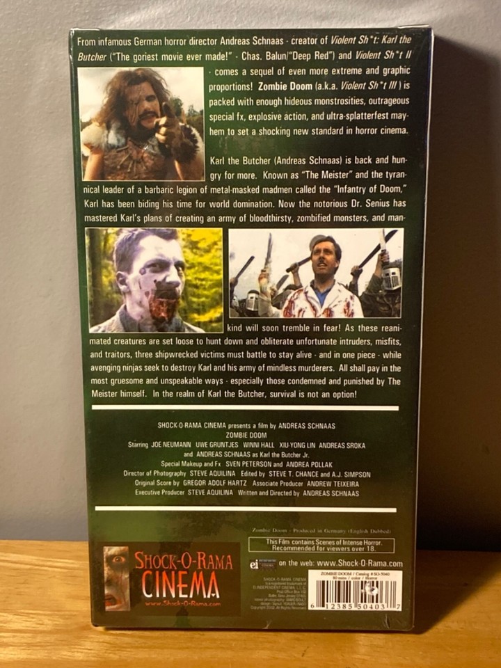 Zombie Doom SEALED VHS Shock-O-Rama Cinema - Rare German Film English ...