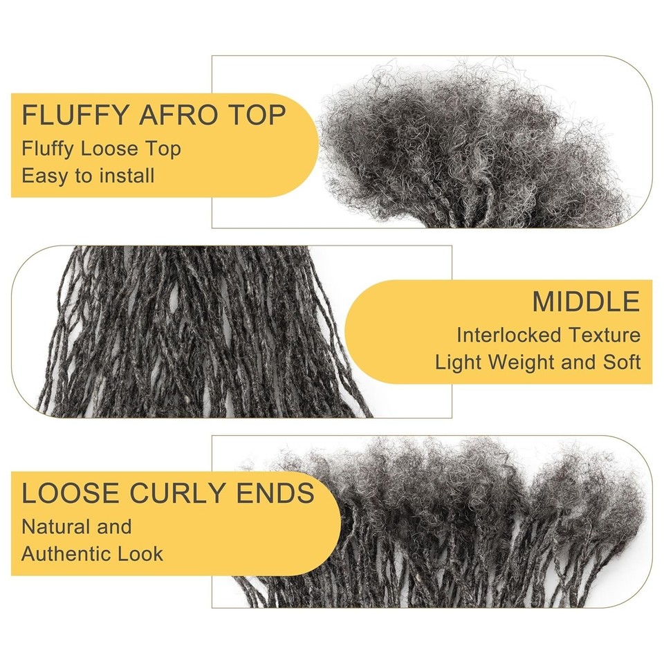 8 inch Sisterlocs Dreadlocks Extensions 0.2 cm 40 strands Salt and ...