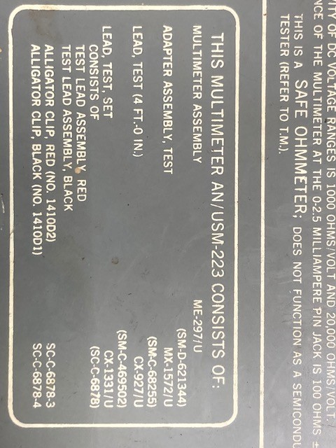 Vintage U.S. Army Signal Corps Multimeter AN/USM-223 Not Tested | eBay