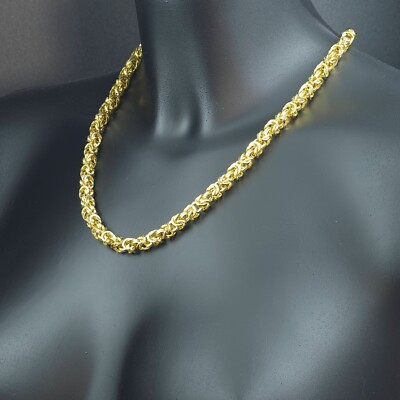9ct Solid Yellow Gold Round Byzantine Necklace Chain - 51cm/20" - 6mm ...