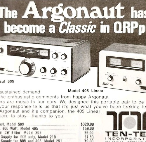1975 Ten Tec Inc Argonaut 509 405 QRPp Radio Advertisement Electronics ...