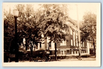 Paris Missouri MO Postcard RPPC Photo Baptist Church Cars Scene c1930's ...