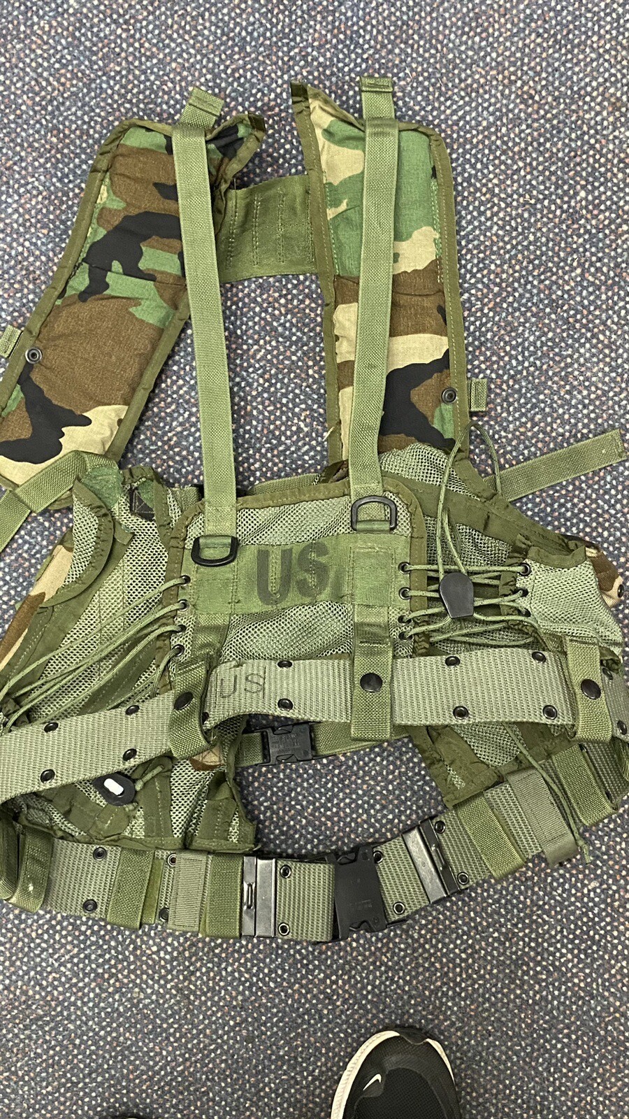 US Army Tactical Enhanced Load Bearing Vest Lbv Vest Woodland ...