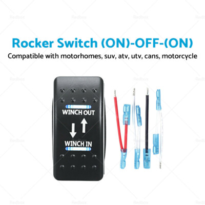 Winch In/Out Rocker Switch 7-Pin Blue LED Rocker Toggle Switch 12V-24V ...