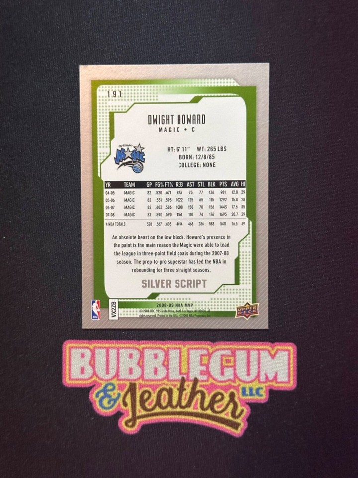 2008-09 Upper Deck MVP Silver Script #191 Dwight Howard Orlando Magic ...