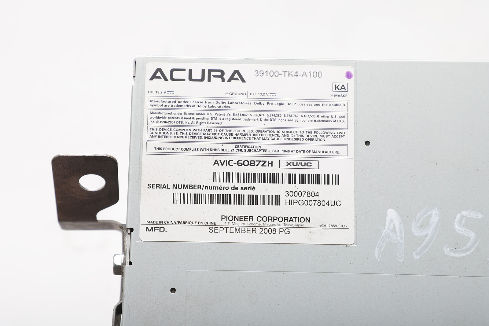 Acura TL 09 Radio Stéréo Climate Contrôle Els Contour 39100-TK4-A310 ...