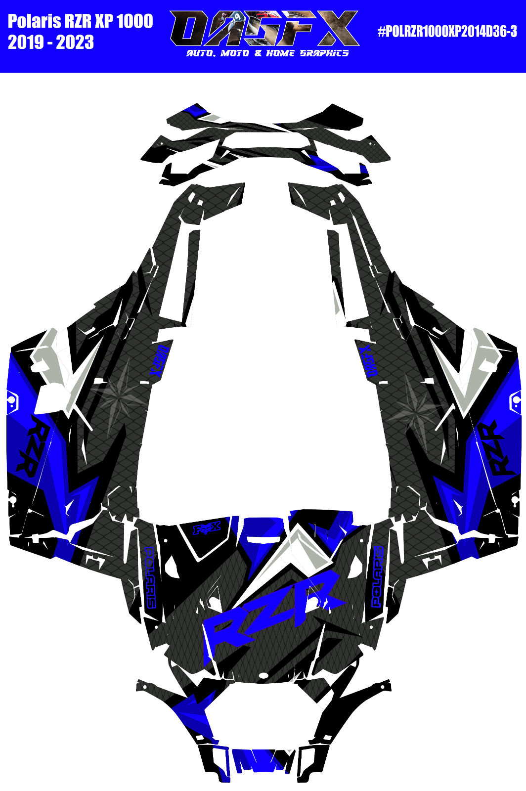 2019 - 2023 Polaris RZR XP 1000 Graphics Kit D36-3 Blue OAGFX | eBay