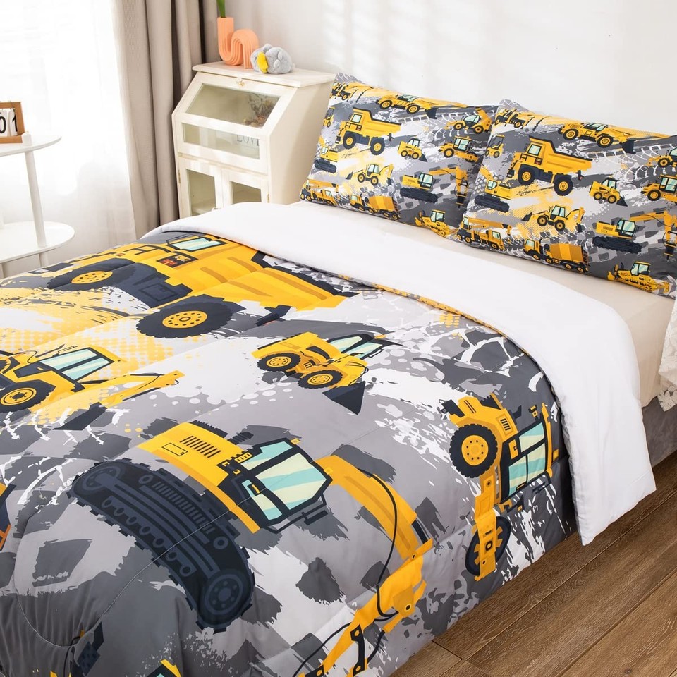 Boys Construction Bedding Set Full Size Comforter for Kids Tractor ...