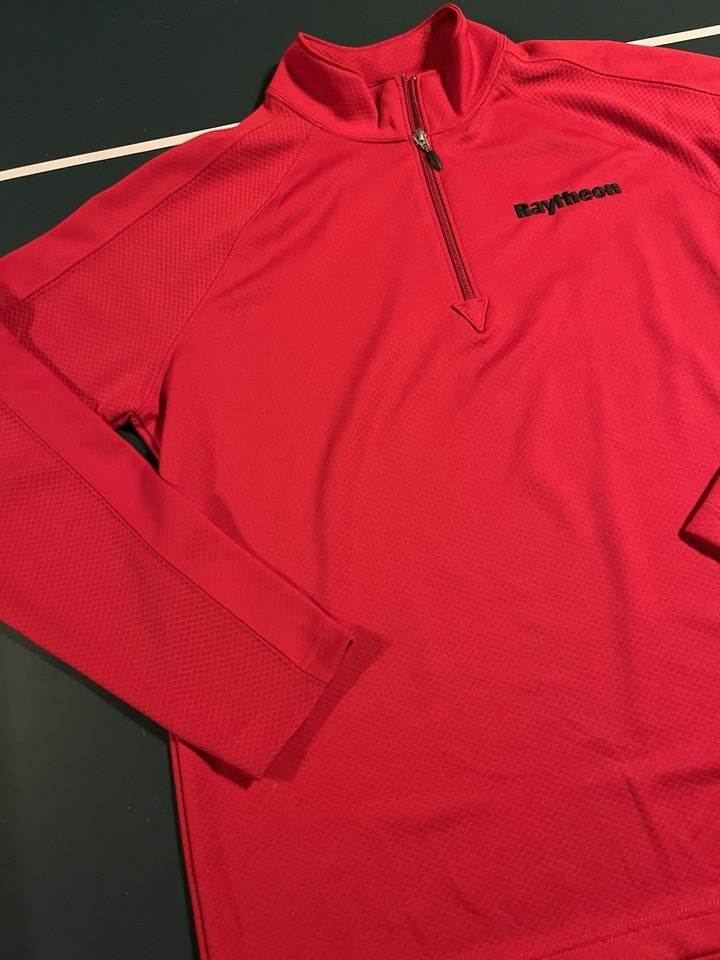 RAYTHEON 1/4 Zip Long Sleeve Shirt LARGE Defense Contractor Military ...