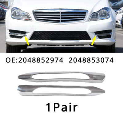 1 Pair Left Right Outer Grille Chrome Trim For 2012-2015 Mercedes W204 ...