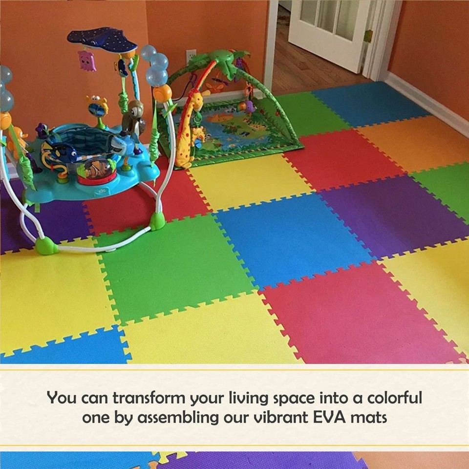 EVA Foam Interlocking Puzzle Mat Kids Play Gym Flooring Exercise & Yoga ...