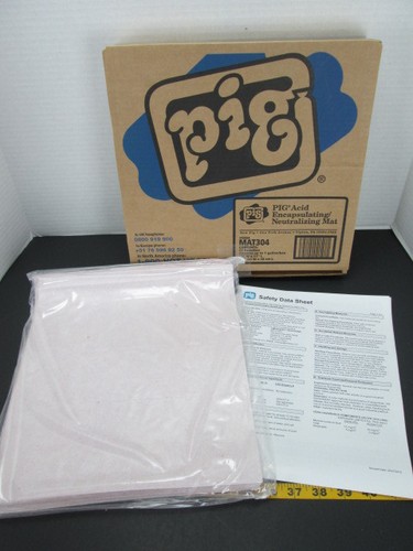 PIG MAT304 Acid Encapsulating/Neutralizing Absorbent Mat 25 Pads Spill ...