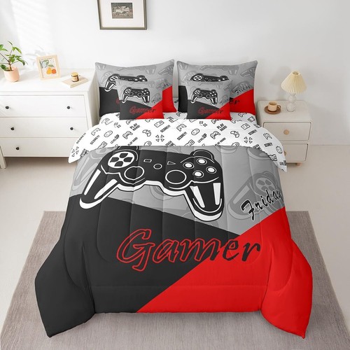 Gamer Comforter Set with Sheets for Boys Teens Gaming 7 Piece Bedding ...