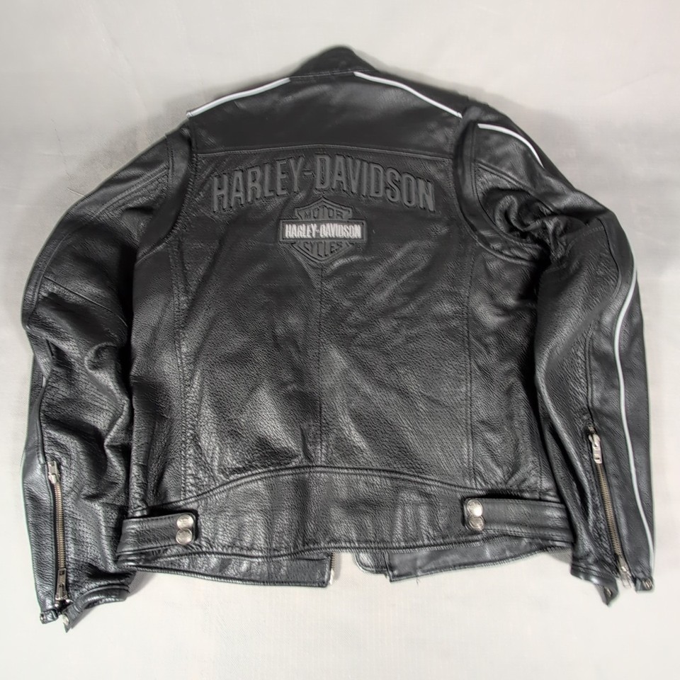 Harley Davidson Leather Bomber Jacket Men's Black Size Large | eBay