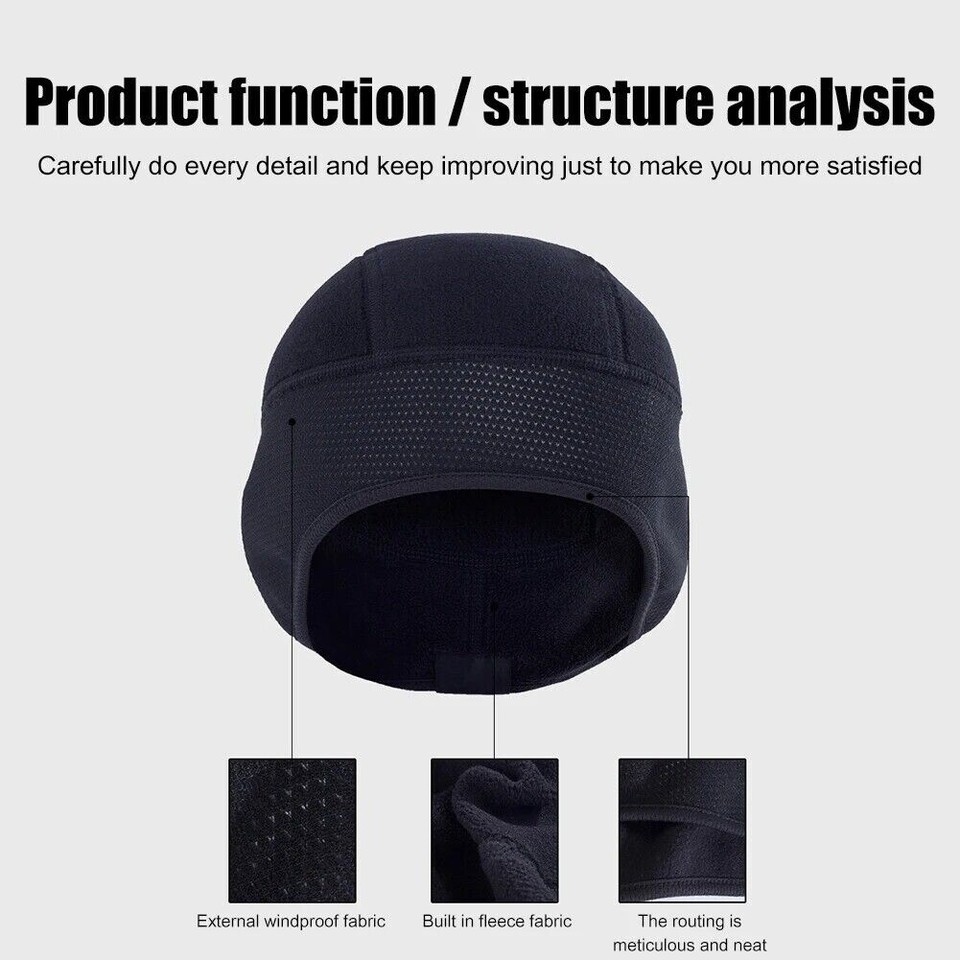 Winter Helmet Liner Skull Cap Fleece Lined Warmer Cycling Cap Thermal ...