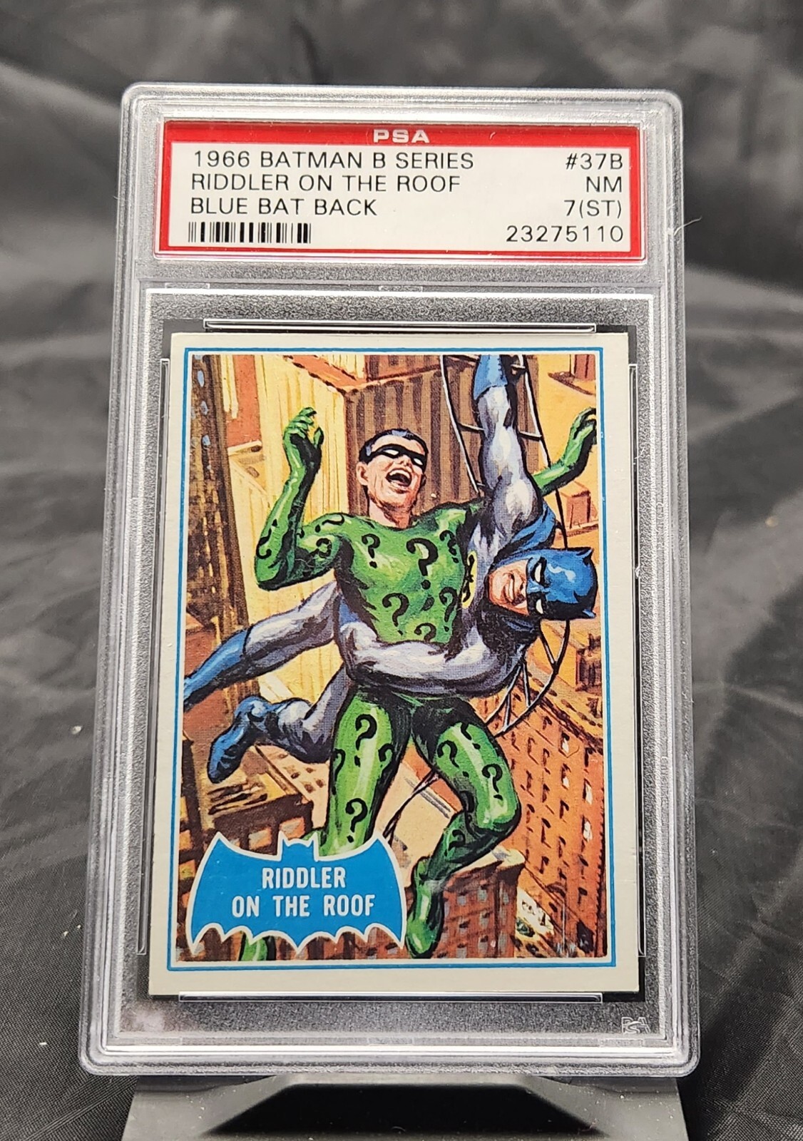 #37B Riddler on the Roof - Topps 1966 Batman PSA Graded 7(ST) NM Blue ...