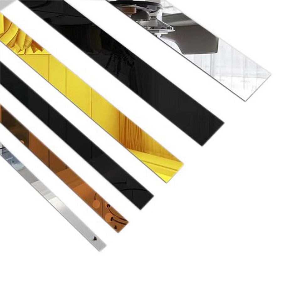 5 Pcs Long Strip Mirror Acrylic Wall Stickers Self-adhesive Tile ...