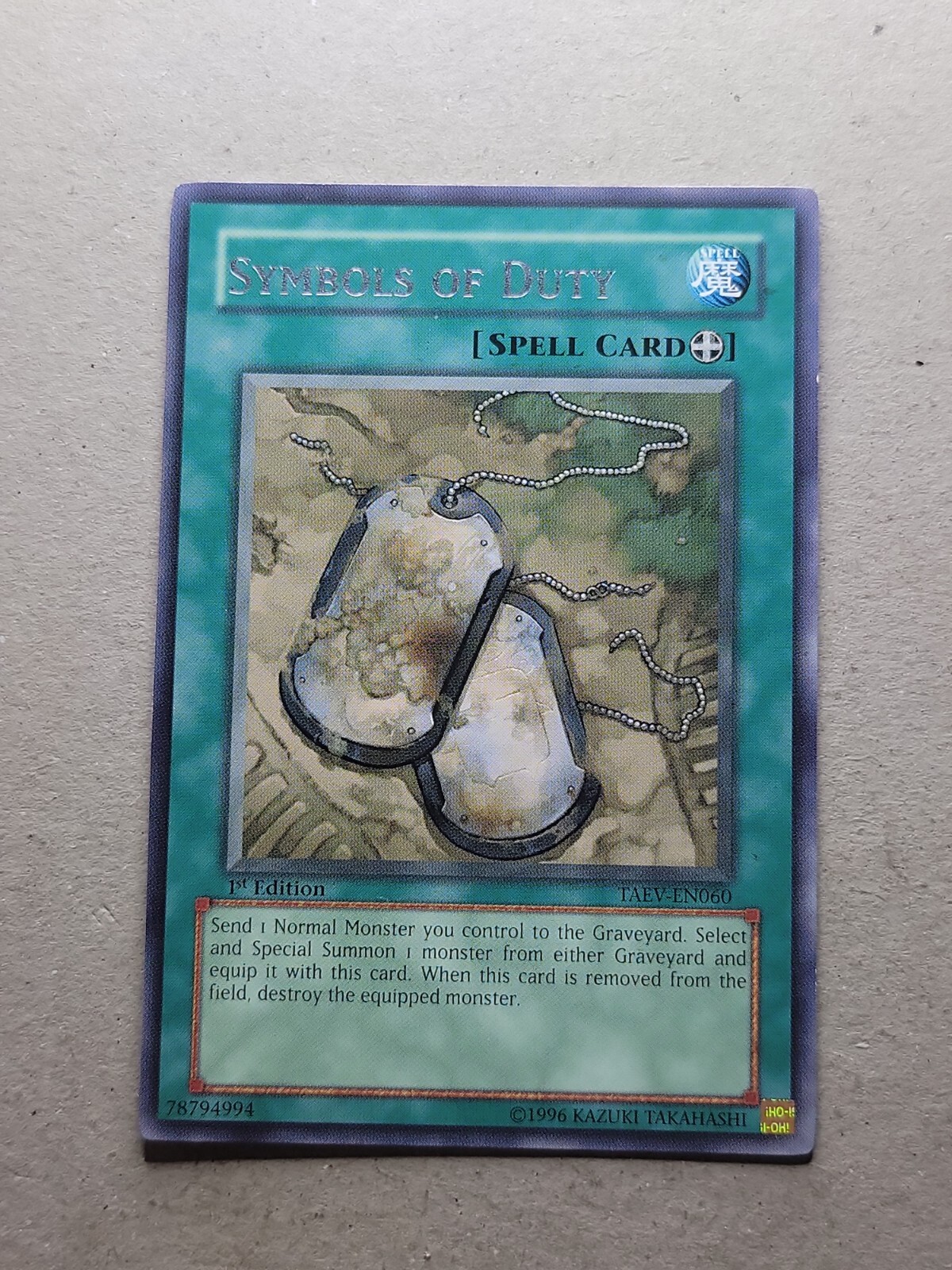 Symbols of Duty - TAEV-EN060 - Rare - 1st Edition - YuGiOh-LP | eBay