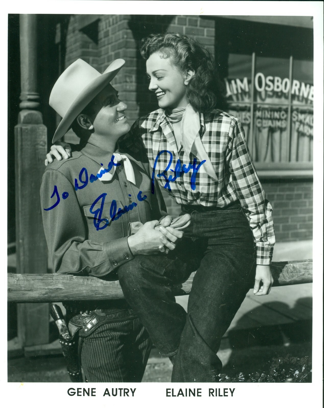 Elaine Riley (1917-2015) hand signed autographed photo with Gene Autry ...