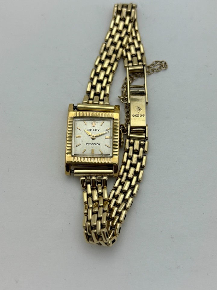 Rolex Precision 1401 Wind Up 18K Solid Gold Case with 9K Solid Gold ...