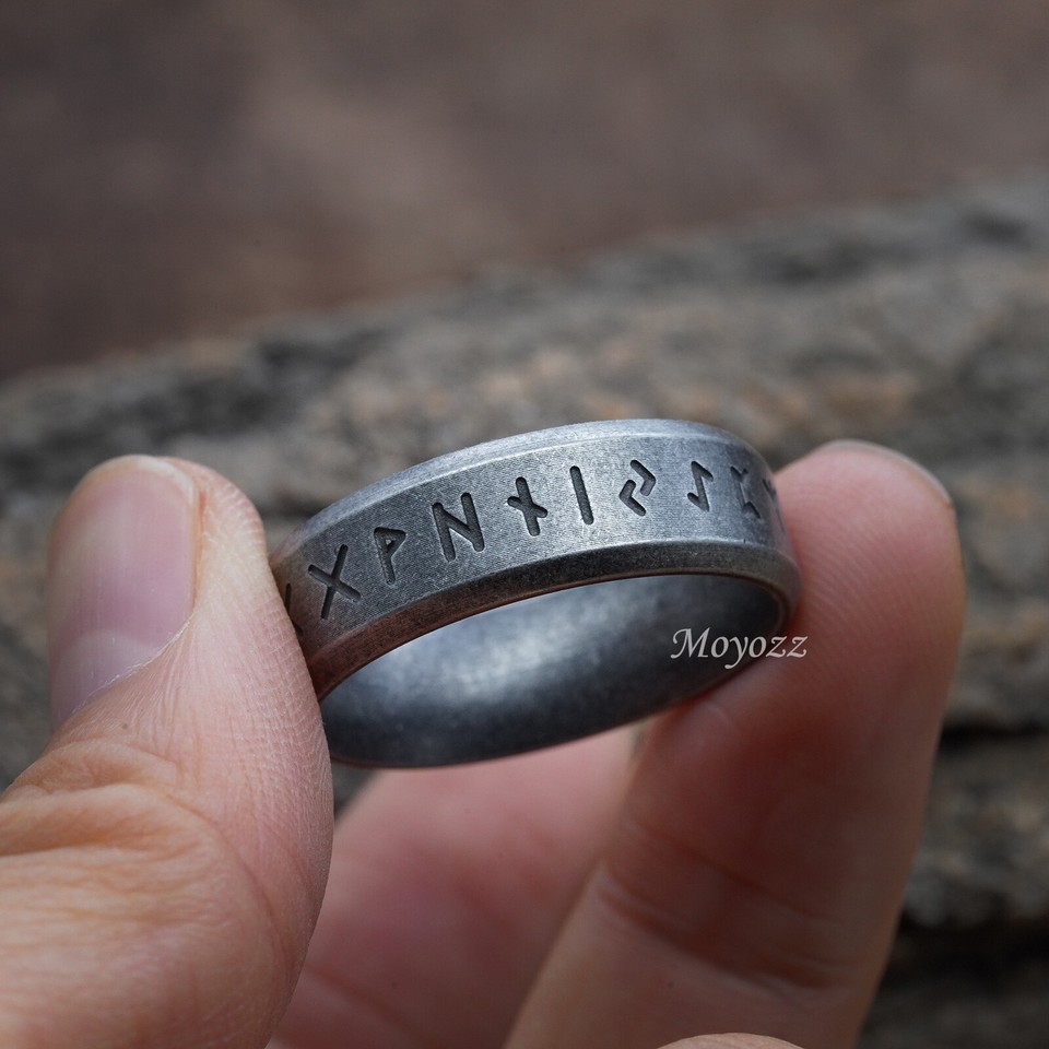 Mens Stainless Steel Valknut Viking Rune Wedding Band Ring Size 7-15 ...