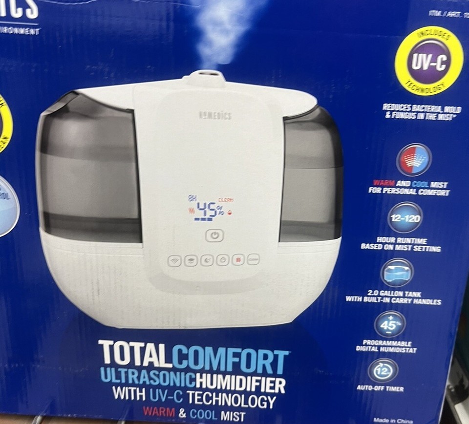 HoMedics TotalComfort Ultrasonic Humidifier UV-C Tech. Warm Cool Mist ...
