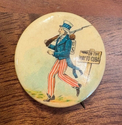1898 Uncle Sam U.S. On the Way to Cuba Spanish American War Pin Very ...