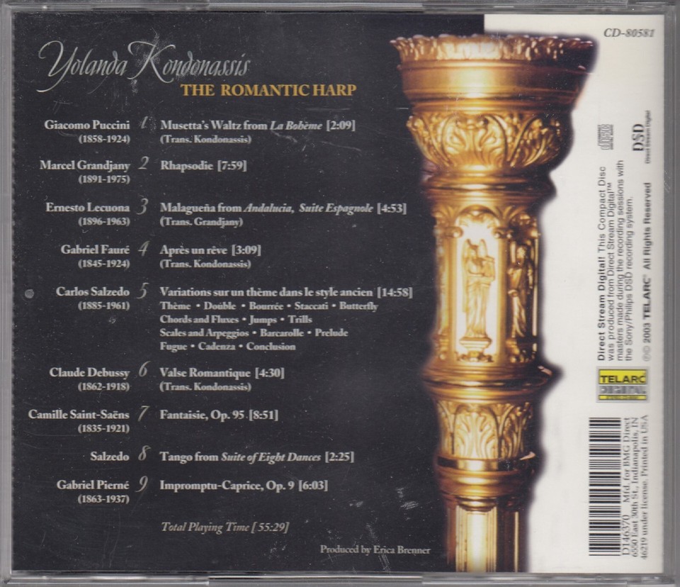 YOLANDA KONDONASSIS - The Romantic Harp CD - BMG Direct | eBay