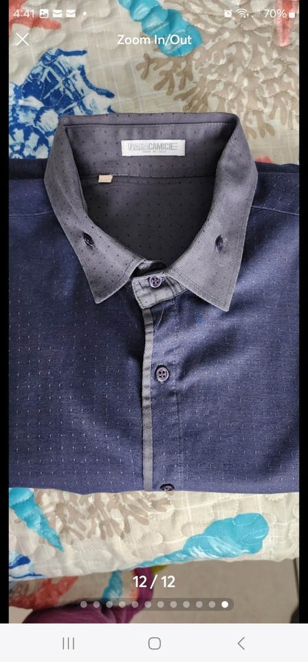 Nara Camicie Italy XXL dress shirt blue/gray long sleeve contrast cuff ...