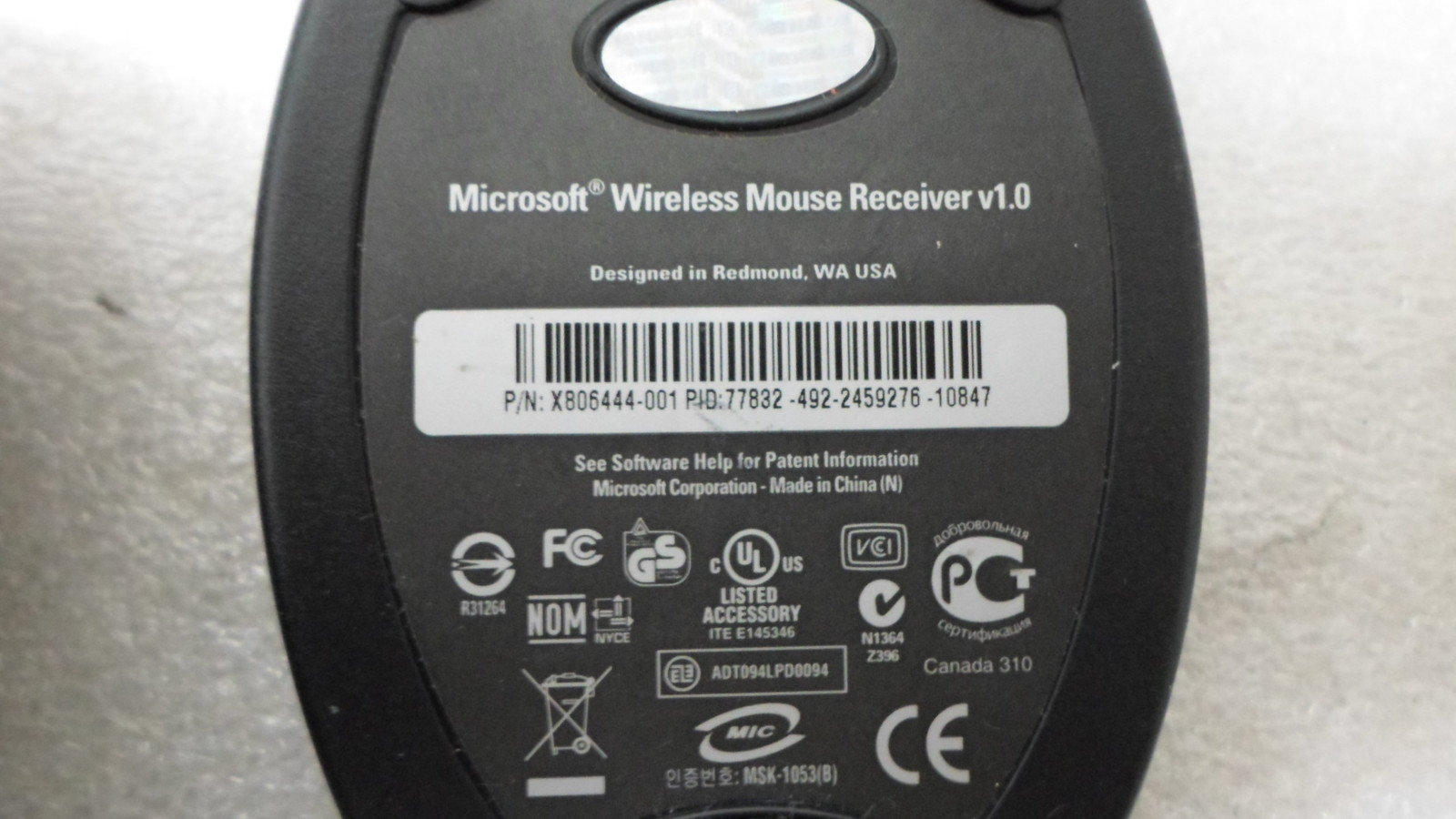 Microsoft X10-29283 X806444-001 Wireless Optical Mouse & Receiver v1.0 ...